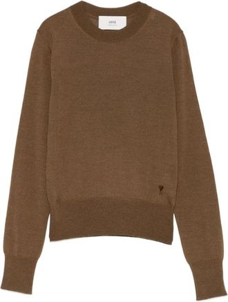 Ami Femme, Pulls, Brun, Taille: 42 FR De Coeur Crew-neck Sweater