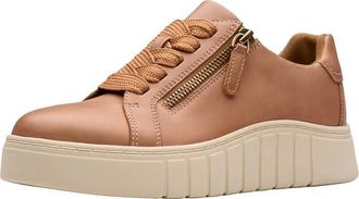Clarks Baskets Mykah Joy pour femme, Marron clair/cuir, 8.5 Wide