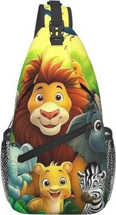 Generic Sac &agrave; dos &agrave; bandouli&egrave;re motif animaux de la for&ecirc;t de dessin anim&eacute; pour homme