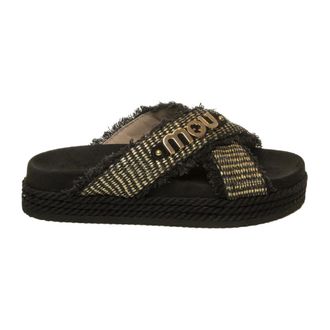Mou Femme, Chaussures, Noir, Taille: 38 EU Sandales en raphia tress&eacute;