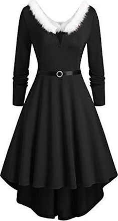 Generic Robe longue et asym&eacute;trique &agrave; manches longues pour femmes, motif patchwork de No&euml;l, 2026, Noir, 5XL