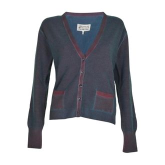 Maison Margiela Femme, Pulls, Bleu, Taille: 40 FR V-neck Patch-pocket Cardigan