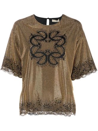 Elie Saab t-shirt &agrave; d&eacute;tails de clous - Jaune