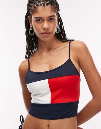 Tommy Hilfiger Haut de tankini &agrave; imprim&eacute; drapeau - Bleu marine