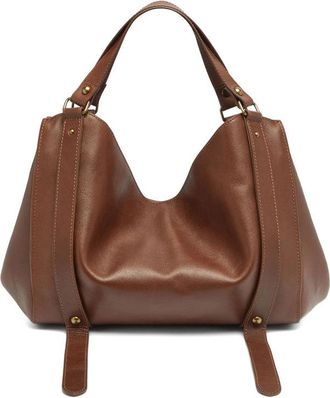 Diesel Leather Tote with Expandable Sides Shoulder Bag - Brown