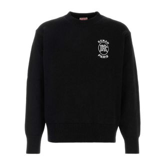 Kenzo Homme, Pulls, Noir, Taille: XL Pull Brod&eacute; Embl&egrave;me Paris