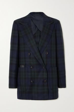 Purdey Doppelreihiger Blazer Aus Karierter Wolle - Gr&uuml;n