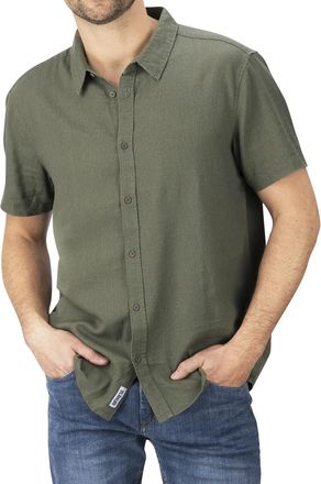Riverso Leinenhemd Herren Kurzarm Regular Fit RIVCarlo Freizeithemd Sommerhemd Leinen Hemd Knopfleiste Einfarbig, Größe:XXL, Farbe:Ivy Olive