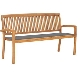 vidaXL Vidaxl - Stapelbare Gartenbank mit Auflage 159 cm Massivholz Teak