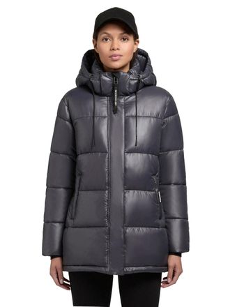 Khujo Damen Winter Steppjacke aus gl&auml;nzendem Obermaterial mit Kapuze Word3 Satin-YM Dark Cloud Blue Gr. S