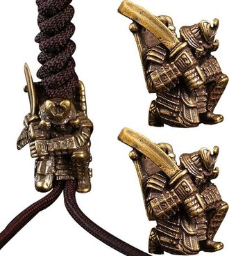 Generic Ppmter 2 Pcs Messing Antikes Japanisches Breitschwert Samurai Lanyard Bead Paracord Beads Schl&uuml;sselbundwerkzeug DIY Halskette Rucksack Anh&auml;nger Zubeh&ouml;