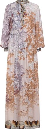 Pierre-Louis Mascia Femme, Robes, Beige, Taille: 42 FR Robe Longue Imprim&eacute; Tetris