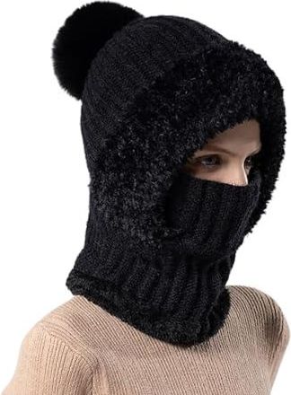 Generic Masque de cyclisme &agrave; capuche - Protection auditive coupe-vent | Pour voyage, aventure, d&eacute;placement, randonn&eacute;e, ski, anniversaire, Saint-Valentin, Noir