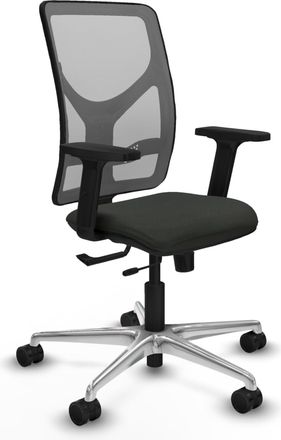 Piqueras y Crespo Schwarzer B&uuml;rostuhl mit 2D-Armlehnen, h&ouml;henverstellbare Lendenwirbelst&uuml;tze, ausgestattet mit Syncro/Traslack und Schneideschaum, mit Rollen von 65 mm,