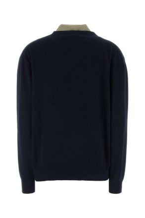 Miu Miu Womens Navy Blue Wool Blend Polo Shirt Blufelce Maglieria Sweater