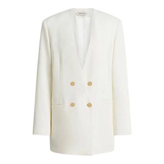 Alberta Ferretti Femme, Vestes, Blanc, Taille: 38 FR Veste Crois&eacute;e avec Boutons Dor&eacute;s