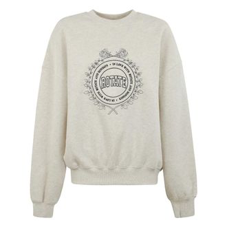 Rotate Rotate Birger Christensen, Femme, Sweatshirts et sweats à capuche, Blanc, Taille: 38 FR SweaT-shirt Oversize en Coton Biologique avec Imprimé Floral