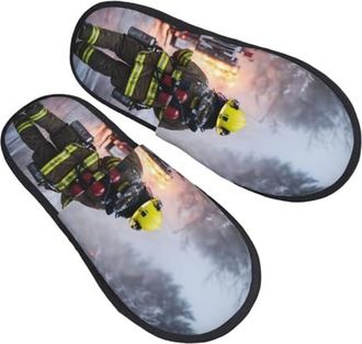 Generic L&eacute;g&egrave;re Pantoufles &agrave; Hiver Pompier, pompier, empreinte de flamme Accueil Slippers &eacute;l&eacute;gant Chaussons Homme pour Ext&eacute;rieur Maison Int&eacute;rieur M