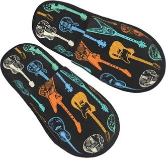 Generic Chaussures De Maison Rock Guitare Basse Com&eacute;die Musicale Outdoor Pantoufle Pour Femme Et Homme Fuzzy Pantoufles Camping Chaussures Pour Chambre &Agrave; Couc