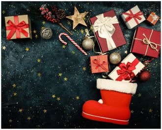 Wallario Poster - Gef&uuml;llter Nikolausstiefel in Premiumqualit&auml;t, Gr&ouml;&szlig;e: 40 x 50 cm