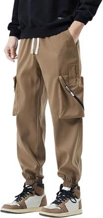 Generic Pantalon de jogging &agrave; coupe droite pour homme pour sortir et se d&eacute;placer au quotidien, l&eacute;ger, taille &eacute;lastique, pantalon tendance et confortable, kaki