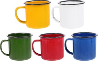 BESPORTBLE 5 Stück Teiliges Vintage Emaille Espressotassen Kleine Bunte Trinkbecher mit Hitzebeständigem Griff für Kaffee Tee Wein und Saft Langlebige Retro Emai