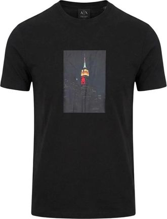 A|X Armani Exchange Homme, Tops, Noir, Taille: XS T-shirt Imprim&eacute; &agrave; Manches Courtes en Coton avec Col Rond