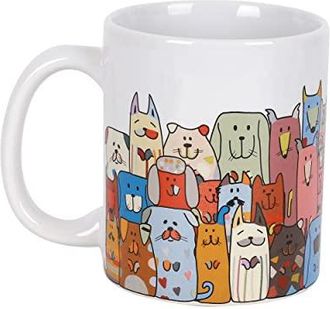 i-Total Kaffeetasse aus Keramik für Kaffee/Tee, Fassungsvermögen 300 ml (Stay Pawsive)