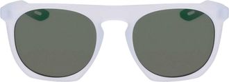 Nike Flatspot XXII Wayfarer Logo-Sonnenbrille, Rund (Platin/Gr&uuml;n)