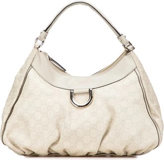 Gucci Hobo Bags - Guccissima Abbey D Ring Shoulder Bag - Gr. unisize - in Wei&szlig; - f&uuml;r Damen
