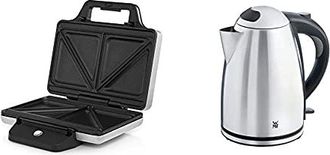 WMF Lono Sandwich Maker, Sandwichtoaster, für 2 Standard- oder XXL-Toasts & Stelio Wasserkocher Edelstahl 1,7l, elektrischer Wasserkocher mit Kalkfilter, 