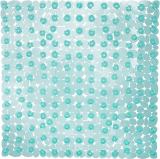 Relaxdays Duschmatte Steinoptik, rutschfeste Duscheinlage mit Saugnäpfen, waschbar, quadratisch BxT: 53 x 53 cm, türkis