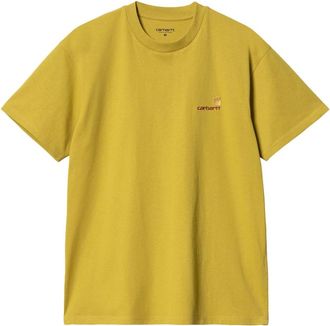 Carhartt Work in Progress S/S American Script T-Shirt - - Tops - Herren - Gelb - XL
