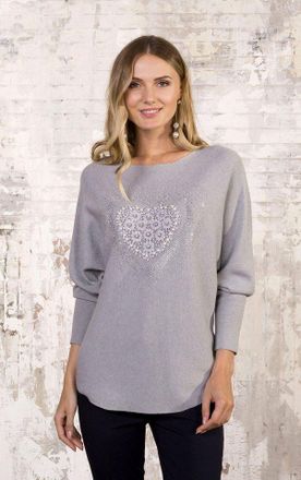 Passioni Strickpullover Pullover mit Perlen-Applikation