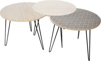 The Home Deco Factory The Home Deco Factory - Table gigogne pieds fils (Lot de 3) Beige et noir