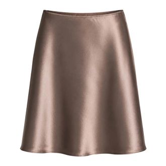 Vince Femme, Jupes, Brun, Taille: 40 FR Jupe nuisette en satin avec bordure en dentelle