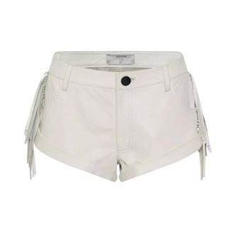 One Teaspoon Femme, Shorts, Blanc, Taille: W24 Shorts blancs en cuir &agrave; franges