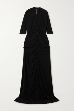 Rick Owens Em Maxikleid Aus Jersey Mit Falten - Schwarz