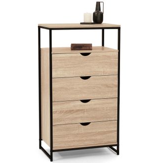 IDMarket Chiffonnier 4 Schubladen Detroit 60 cm Kommode Industriedesign mit Regal