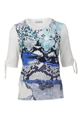 Passioni T-Shirt Animalprint Shirt T- shirt mit Print und Kettendetail am Auschnitt