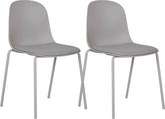 Altobuy LENA - Lot de 2 Chaises Coque Polyester et Pieds Métal Gris Assise Mousse et Tissu