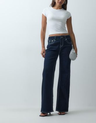 True Religion Bobbi Baggy-Jeans in dunkler Waschung-Blau
