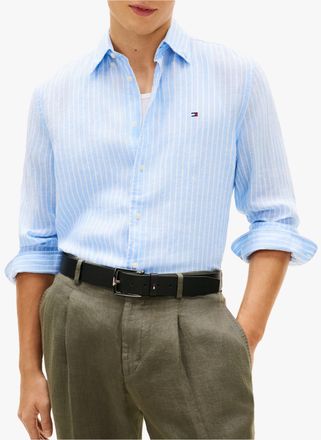 Tommy Hilfiger Chemise droite ray&eacute;e &agrave; logo en lin