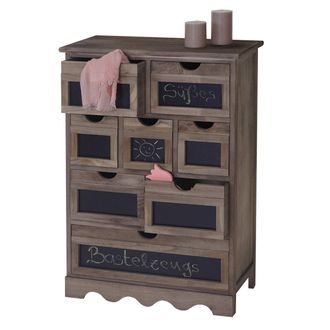 Mendler Kommode Ermelo, Schubladenschrank mit Tafel, Shabby-Look Vintage MVG-Zertifiziert 87x60x30cm - braun