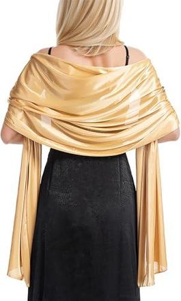 Generic Poncho Femme Hiver Chaud Chale Femme Hiver Chaud Cape Femme Effet enveloppant &Eacute;tole Satin&eacute;e Soir&eacute;e L&eacute;g&egrave;re Tenue Formelle D&icirc;ner Gala Luxueuse
