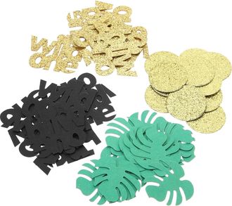 Holibanna Sommerliche Geburtstag Dekoration Palm Leaf Partytable Scatter aus Papier f&uuml;r Hawaii Motto Shower und Wild One Geburtstag mit Goldenen und Schwarzen K