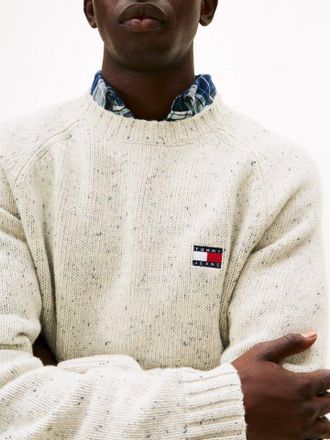 Tommy Jeans Rundhalspullover TJM REGULAR BADGE melierte Optik