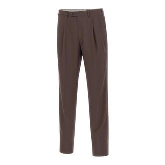 Corneliani Homme, Pantalons, Brun, Taille: L Pantalon pliss&eacute; en m&eacute;lange de coton