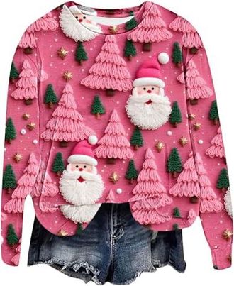 Generic 2025 Sweat de Noel Femme Pull Noel Rigolo Imprimé Hiver Pull Noël Femme Drole Pullover De Noël Femmes Moche Ugly Pulls Noels Rigolo Sweat Polaire Femm