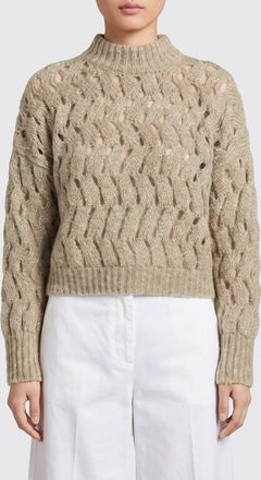 Brunello Cucinelli Pull &agrave; col rond en laine mohair ajour&eacute;e avec sequins